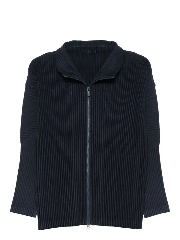 Issey Miyake Homme Plissé Pleated Zip-front Shirt Jacket - Black