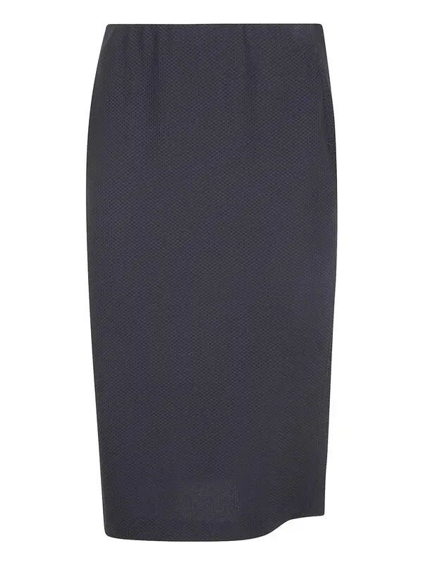 Seventy Textured Midi Skirt With Back Slit - Black