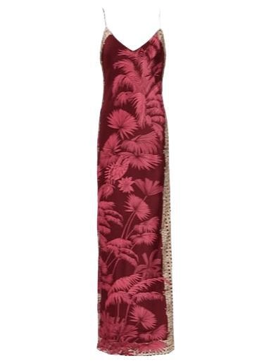 Johanna Ortiz Printed Silk Maxi Slip Dress - Red