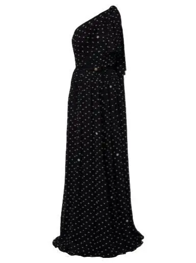 Elie Saab Polka Dot One-shoulder Gown - Black