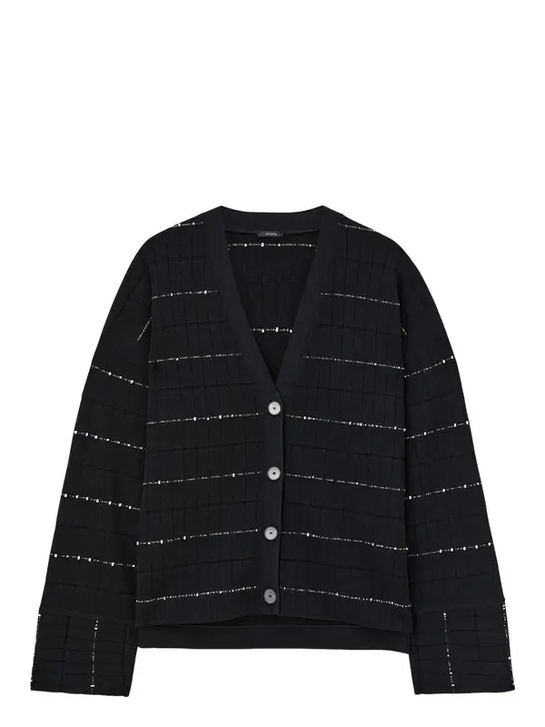 JOSEPH Fragmented Stripe Cardigan - Black