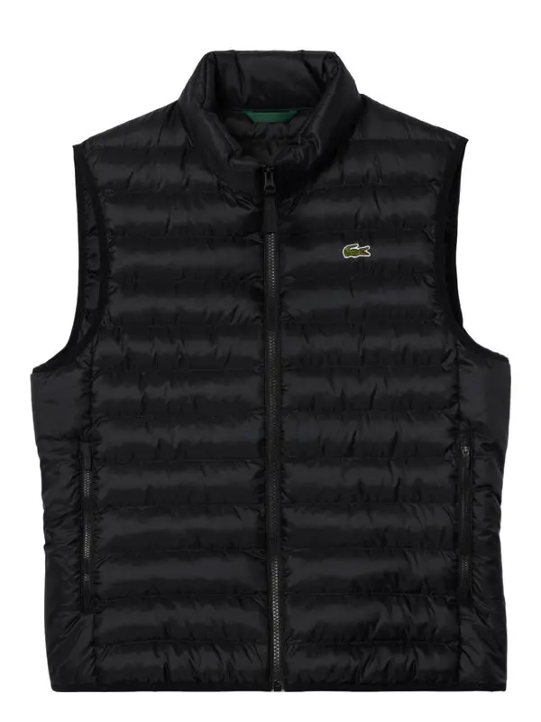 Lacoste Quilted Stand Collar Puffer Gilet - Black