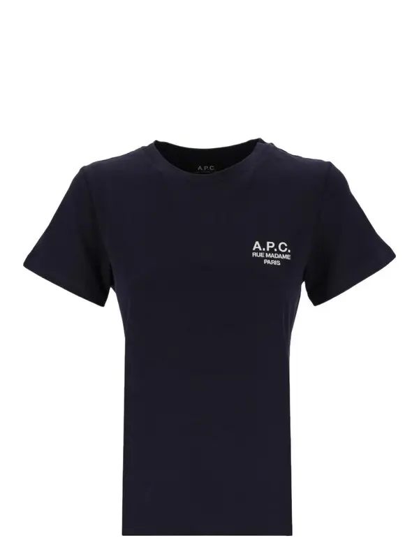 A.p.c. Logo Print Crewneck T-shirt - Blue