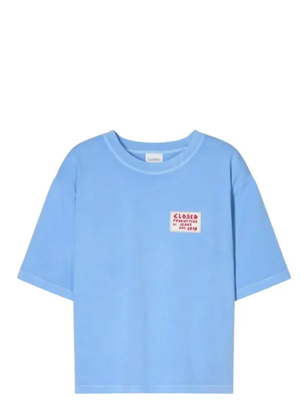 Closed Relaxed T-shirt With Logo Detail - Blue