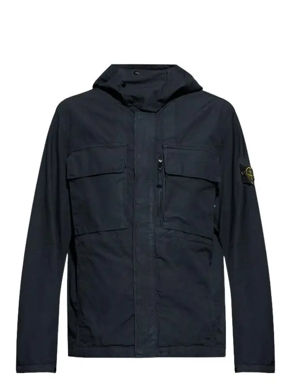 Stone Island Hooded Jacket With Concealed Closure - Blue
