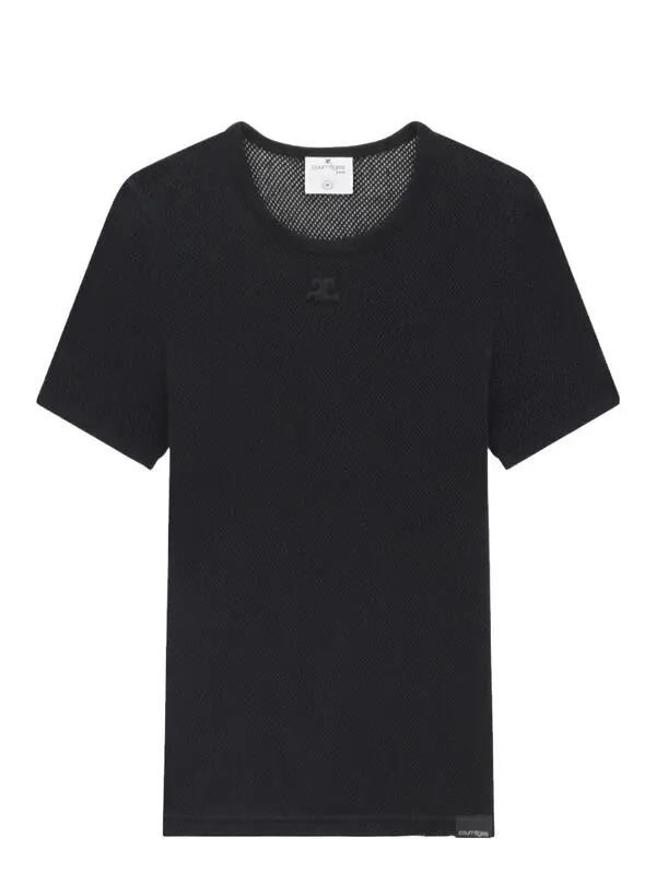 COURREGES Courrèges Logo Patch Mesh T-shirt - Black