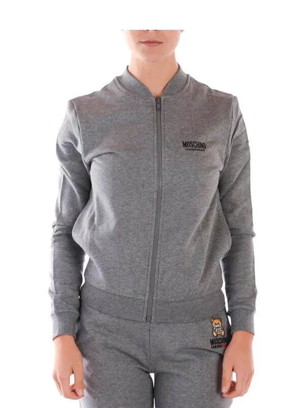 Moschino Printed Zipper Sweater - Gray