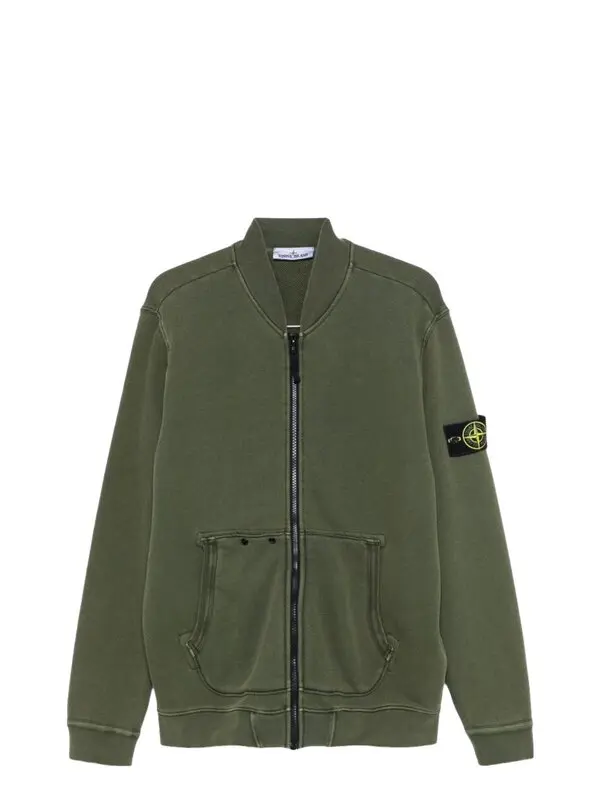 Stone Island Compass Badge Full Zip Sweatshirt - Green