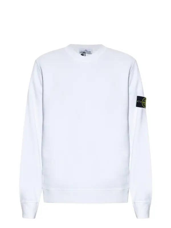 Stone Island Crewneck Sweatshirt With Removable Logo Patch - White