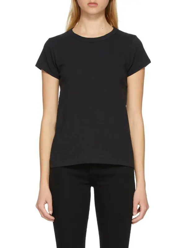 Rag & Bone Logo Round Collar Short-sleeved T-shirt - Black