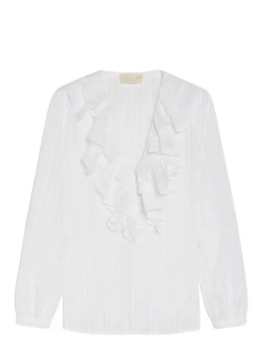 IBLUES Ruched V-neck Shirt - White