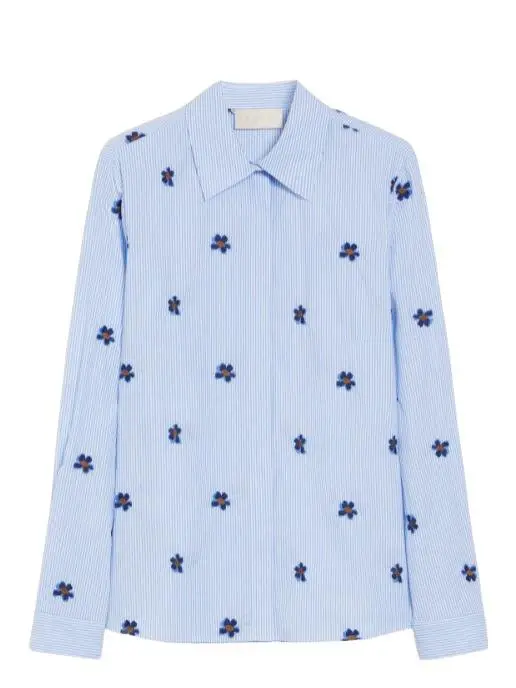 IBLUES Embroidered Striped Shirt - Light Blue