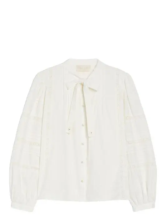 IBLUES Loose-fit Tie-up Shirt With Pleated Sleeves - White