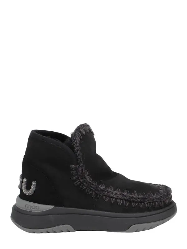 Mou Eskimo Logo-glitter Whipstitch-trim Boots - Black
