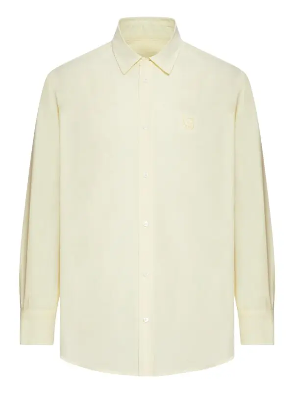 Maison Kitsuné Fox Head Embroidered Long-sleeved Shirt - White