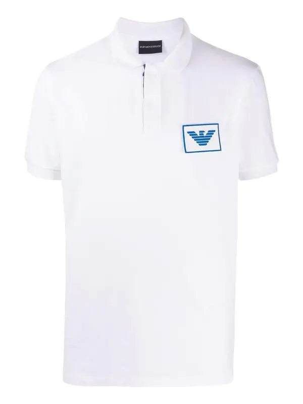 Emporio Armani Logo Decal Short-sleeved Polo Shirt - White