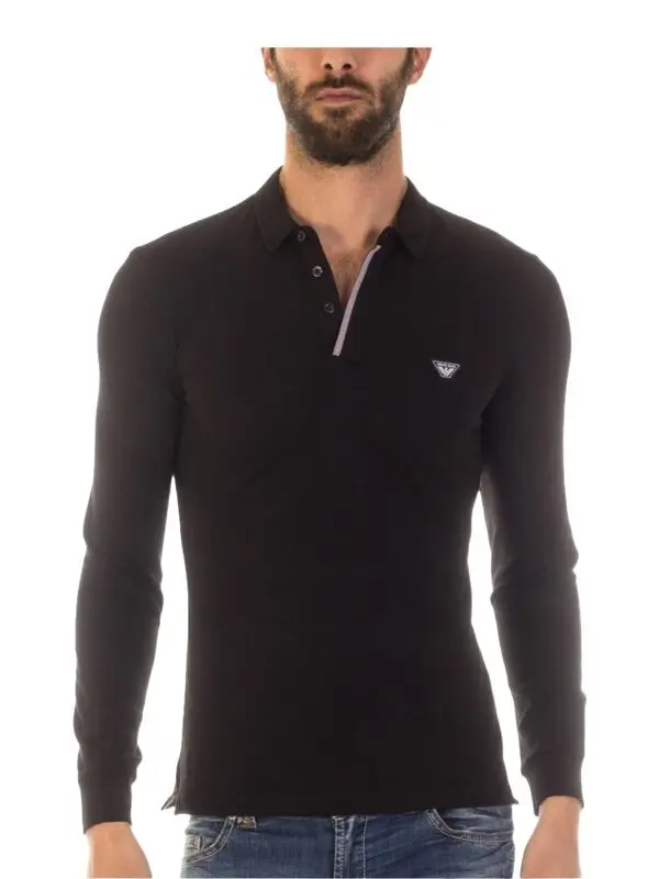Emporio Armani Long-sleeved Polo Shirt - Black
