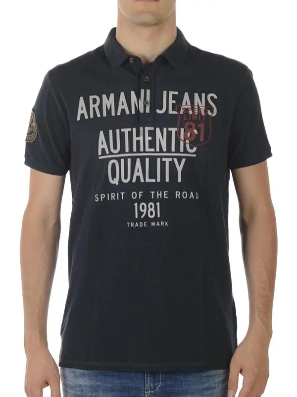 Emporio Armani Logo Slim Polo Shirt - Black