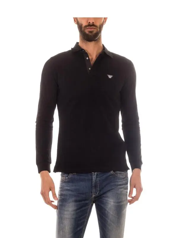 Emporio Armani Long-sleeved Polo Shirt - Black