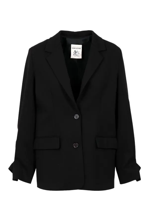 SEMICOUTURE Long Sleeve Suit Jacket With Notched Lapel - Black