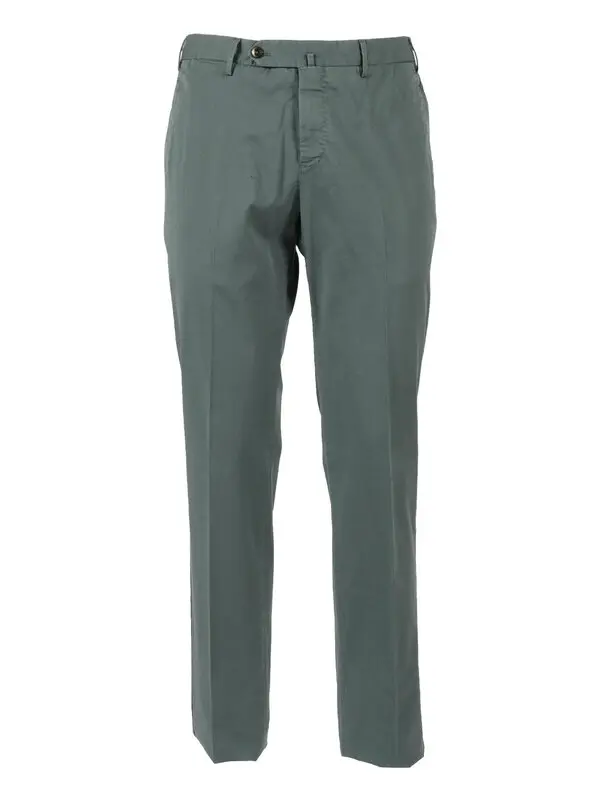 PT TORINO Slim Fit Flat Front Trousers - Green
