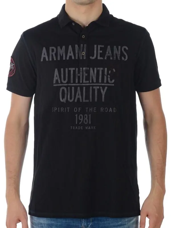Emporio Armani Logo Slim Polo Shirt - Black