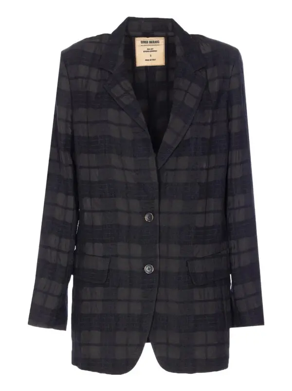 UMA WANG Long Sleeve Checked Blazer - Black