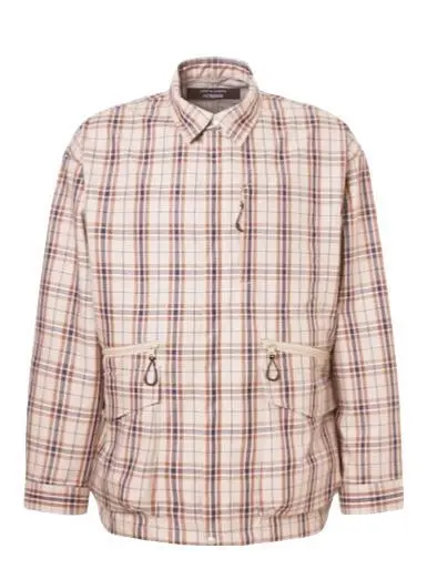 Comme Des Garçons Checked Cotton-blend Zip-up Jacket - Nude