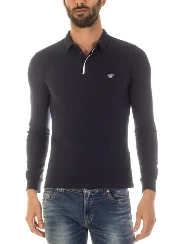 Emporio Armani Logo Slim Polo Shirt - Black