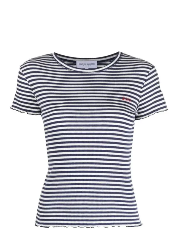 Maison Labiche Striped Crew Neck T-shirt - White