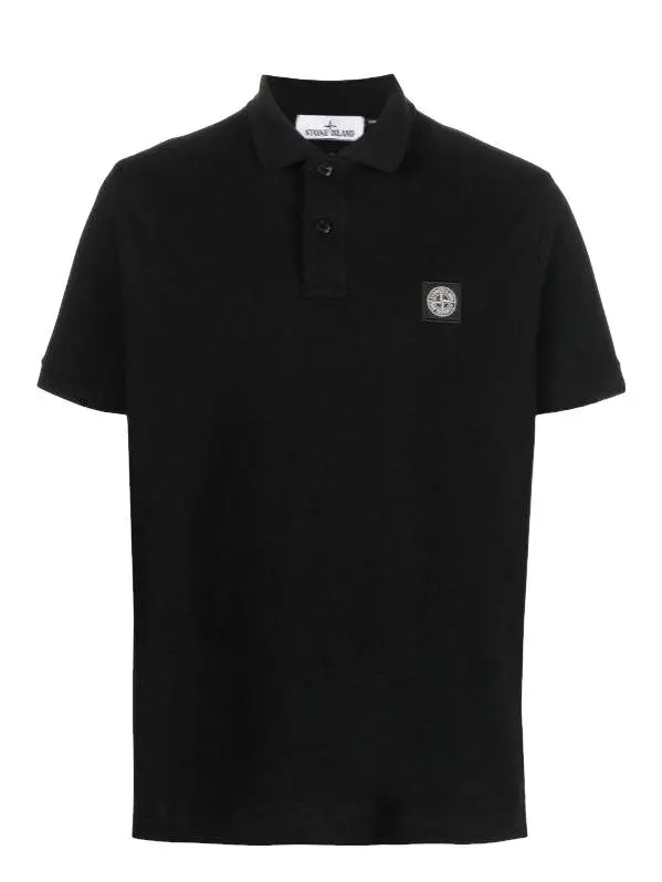 Stone Island Slim Fit Short-sleeved Polo Shirt - Black