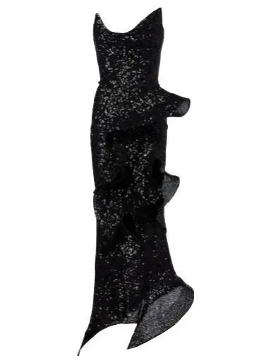 Maticevski Sequin Gown With Ruffles - Black