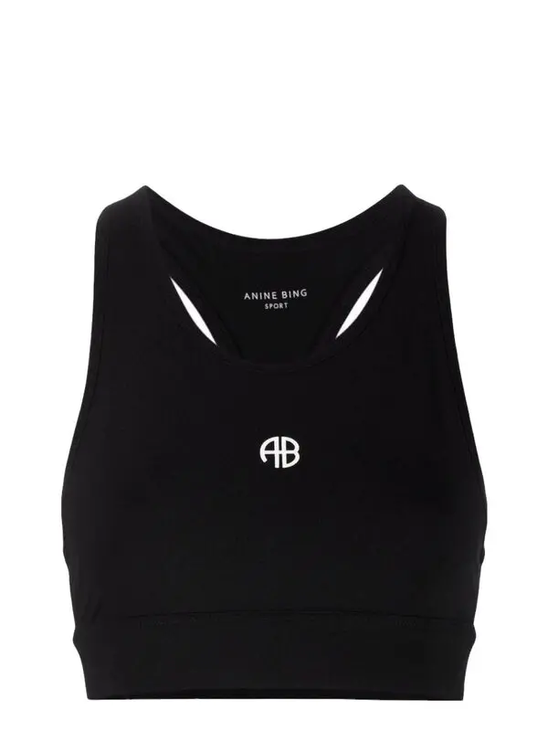 ANINE BING Logo-print Sports Bra - Black