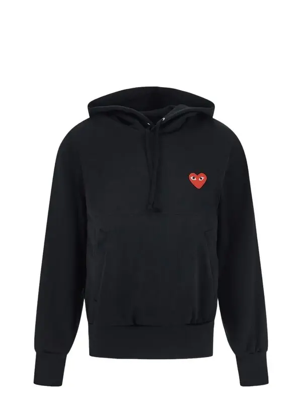 Play Comme Des Garcon Logo Hooded Sweater - Black