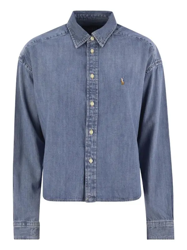 Polo Ralph Lauren Embroidered Denim Shirt - Gray