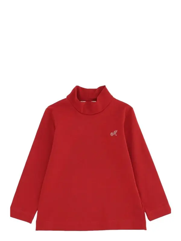 Monnalisa Crystal Embellished Long-sleeve Top - Red