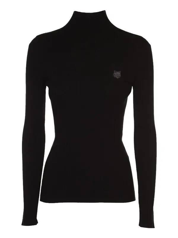 Maison Kitsuné Fox Head Patch High Neck Jumper - Black