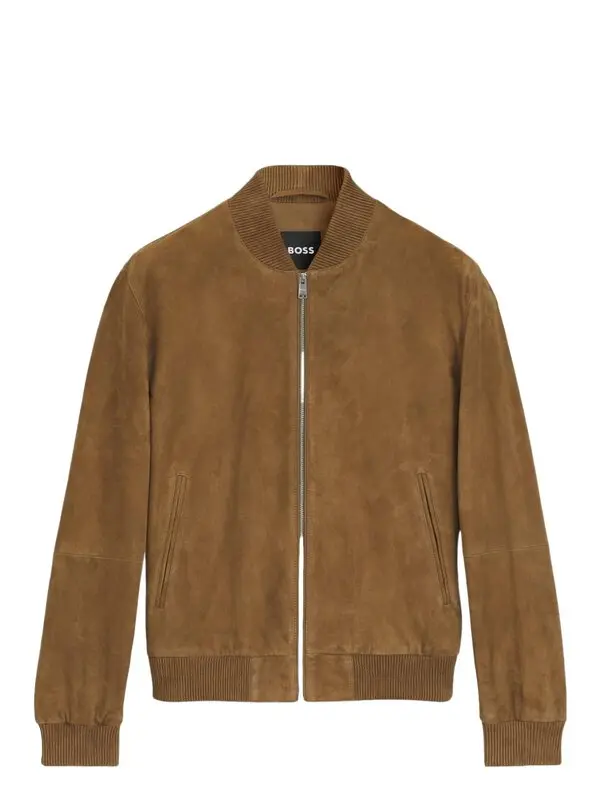 Hugo Boss Muller Suede Bomber Jacket - Brown