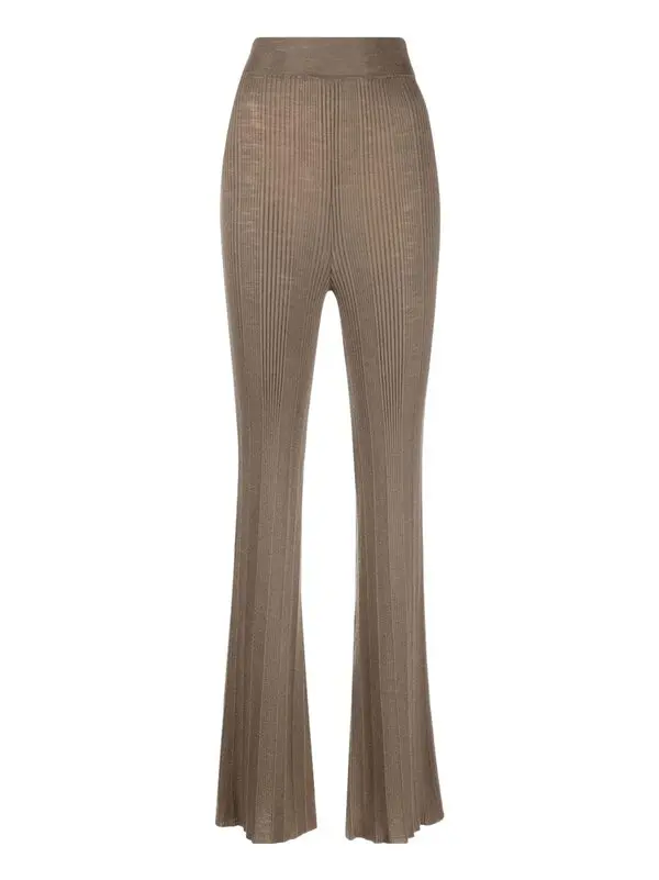 REMAIN BIRGER Ribbed Flare Trousers - Brown