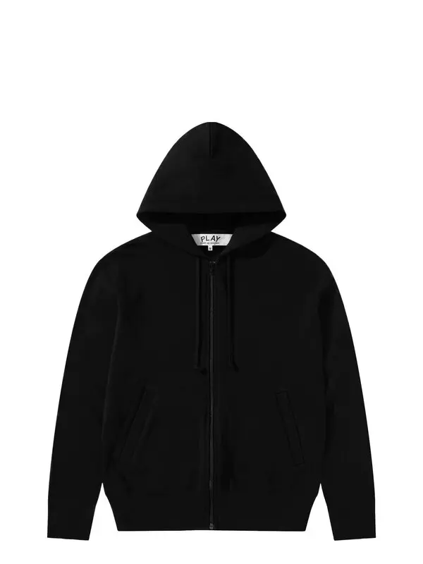 Play Comme Des Garcon Drawstring Zip-up Hoodie - Black