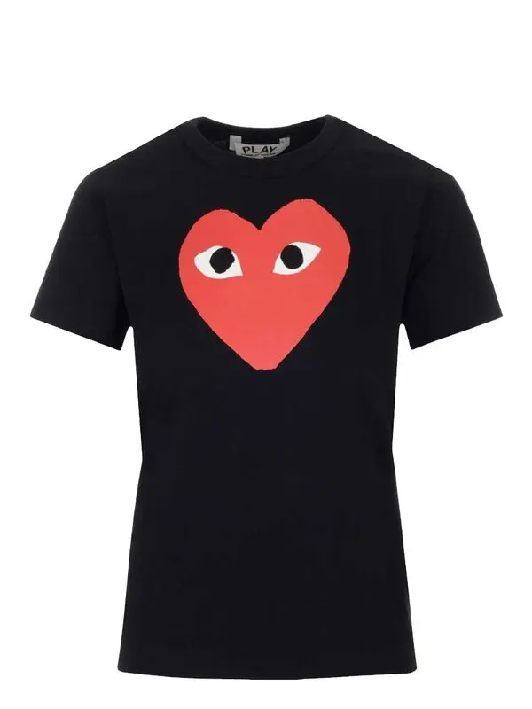 Play Comme Des Garcon Heart Print T-shirt - Black