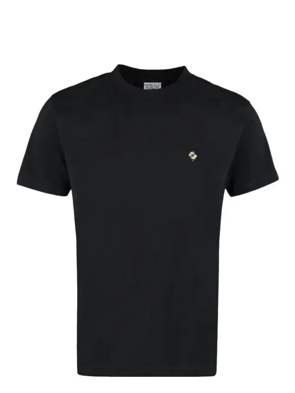 MARCELO BURLON COUNTY OF MILAN Embroidered Logo Organic Cotton T-shirt - Black