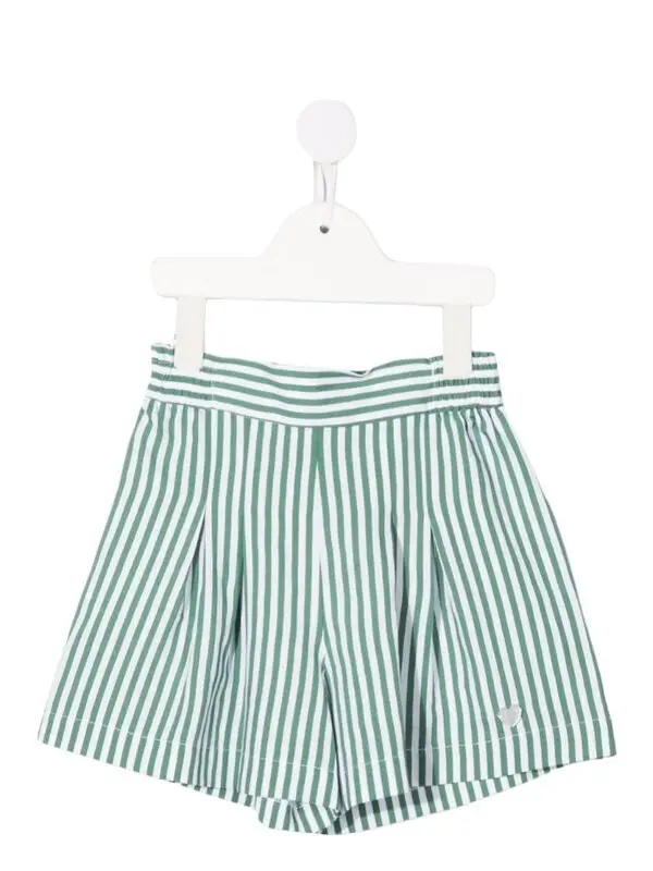 Monnalisa High-waist Striped Fitted Shorts - Green