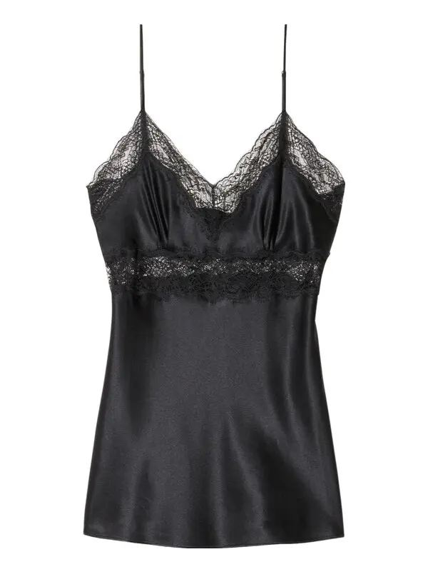 NILI LOTAN Felicie" Lace Negligee Top - Black