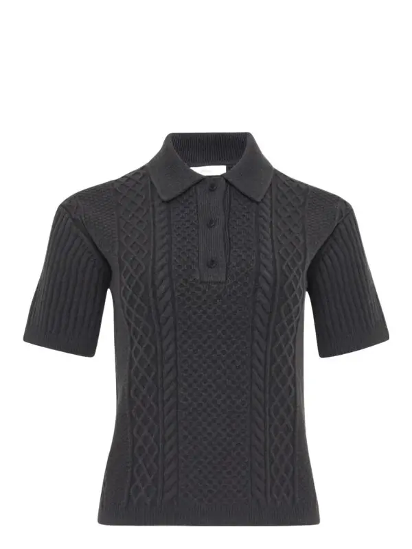 J.W.ANDERSON Cable-knit Polo Neck Top - Grey