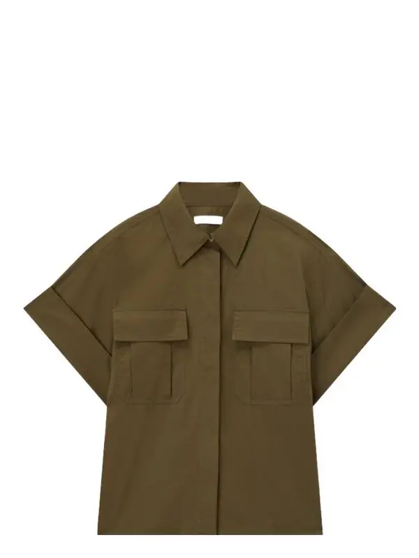 JOSEPH Pocket Poplin Shirt - Palm Leaves