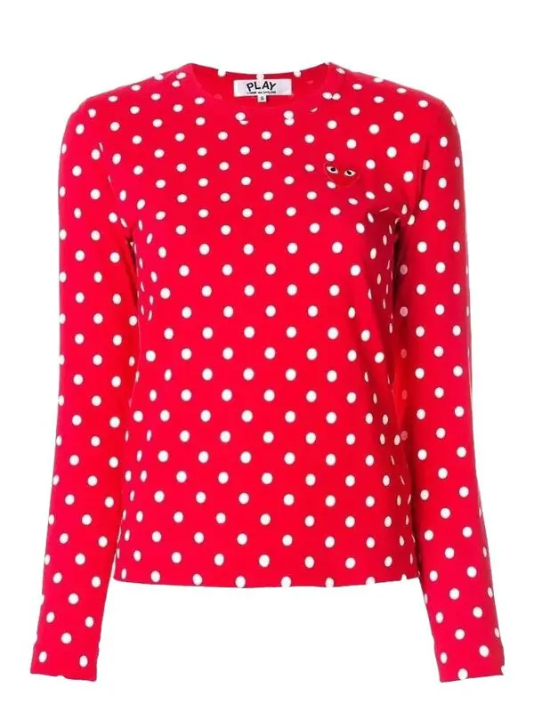 Play Comme Des Garcon Polka Dot Long Sleeve T-shirt - Red