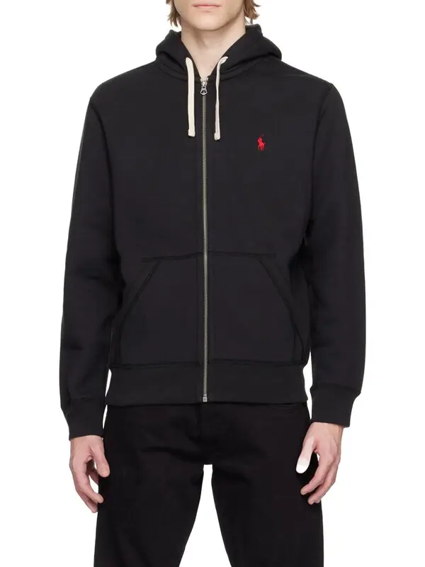 Polo Ralph Lauren Zip-up Hooded Jacket With Embroidered Logo - Black