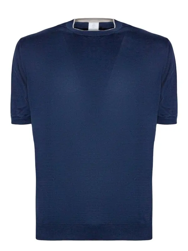 Eleventy Crew Neck Short-sleeve Knitted Top - Blue