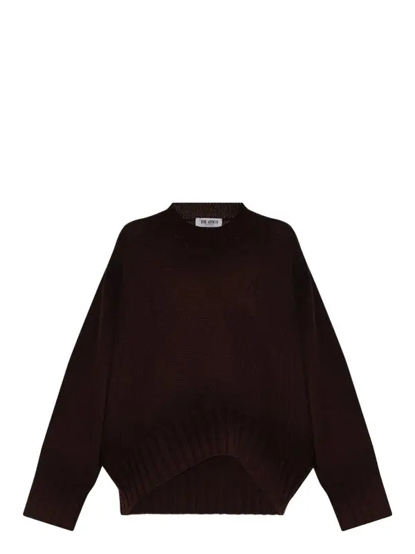 Attico Logo Embroidered Asymmetric Knitted Jumper - Brown